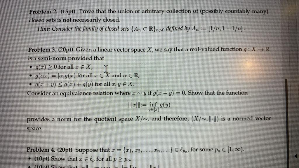 Solved Problem 2. (15pt) Prove that the union of arbitrary | Chegg.com