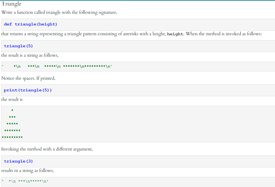 Solved Triangle Write a function called triangle with the | Chegg.com