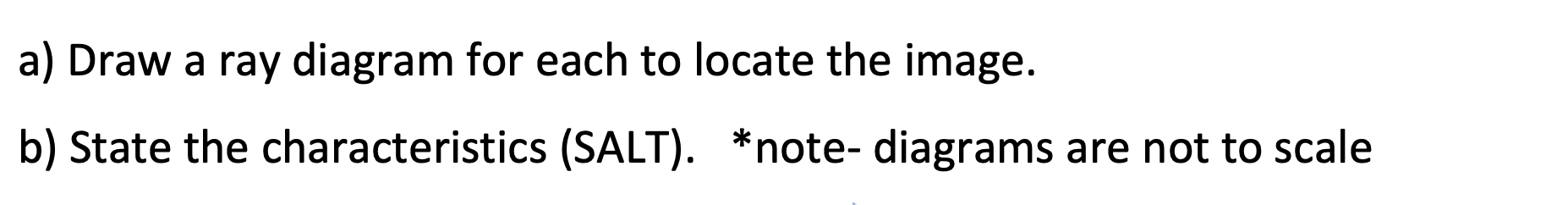 Solved a) Draw a ray diagram for each to locate the image. | Chegg.com