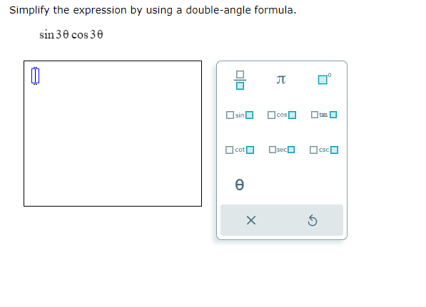 Solved Simplify the expression by using a double-angle | Chegg.com