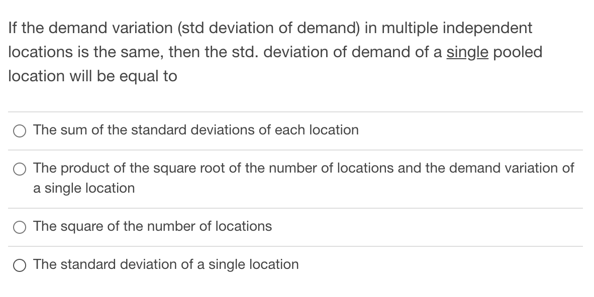 Solved If the demand variation (std deviation of demand) in | Chegg.com