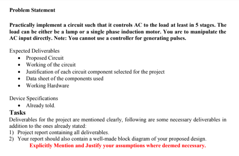 Solved Practically implement a circuit such that it controls | Chegg.com