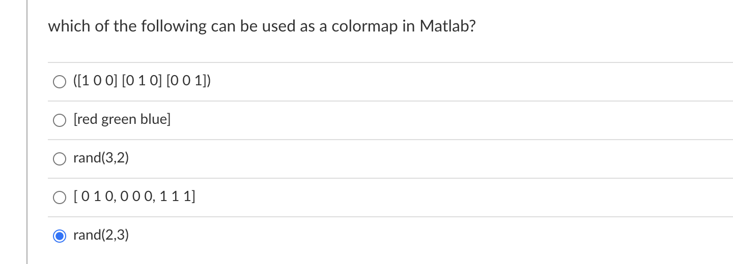 Solved which of the following can be used as a colormap in | Chegg.com