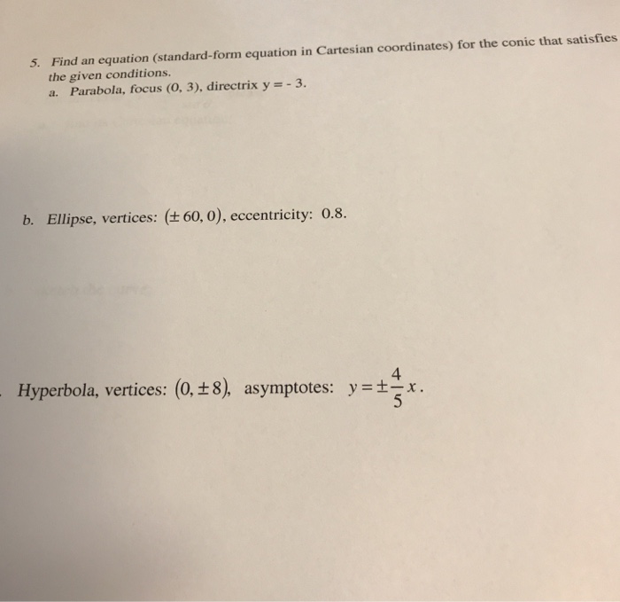Solved Find an equation (standard-form equation in Cartesian | Chegg.com
