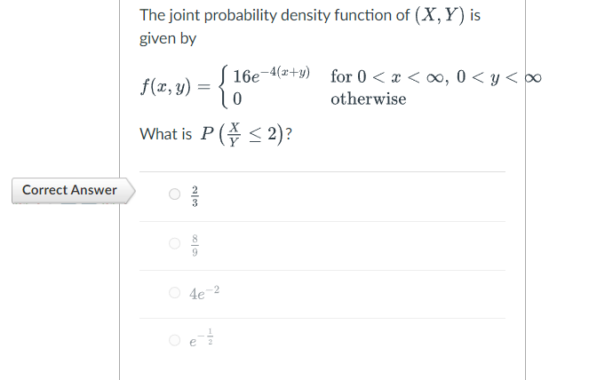 Solved The joint probability density function of (X,Y) is | Chegg.com