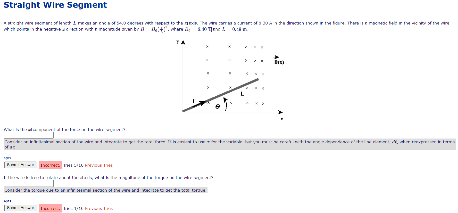 Solved Straight Wire Segment A straight wire segment of | Chegg.com