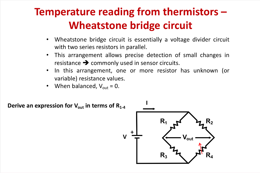 Solved Temperature reading from thermistors - Wheatstone | Chegg.com