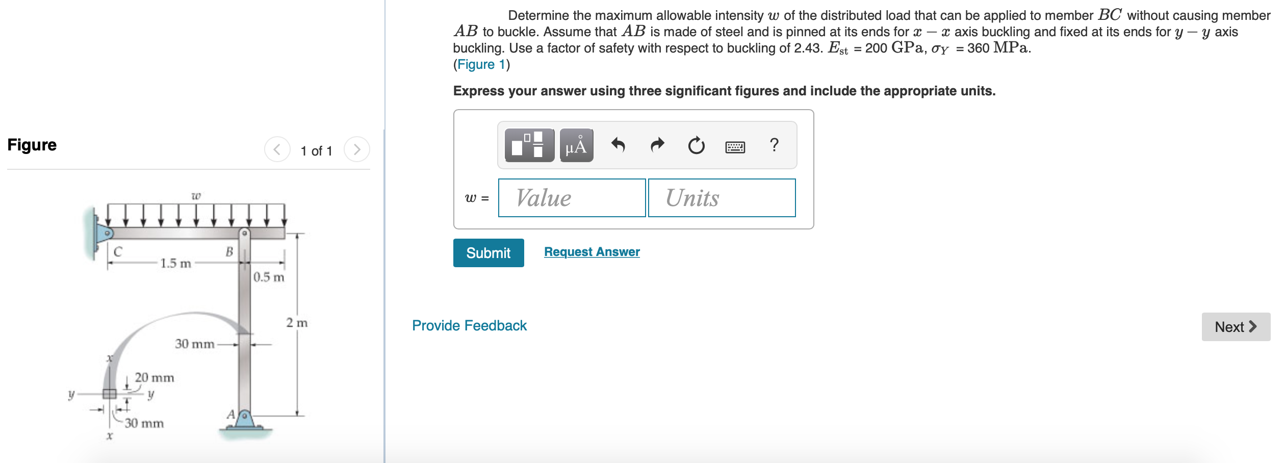 Solved Determine the maximum allowable intensity w of the | Chegg.com