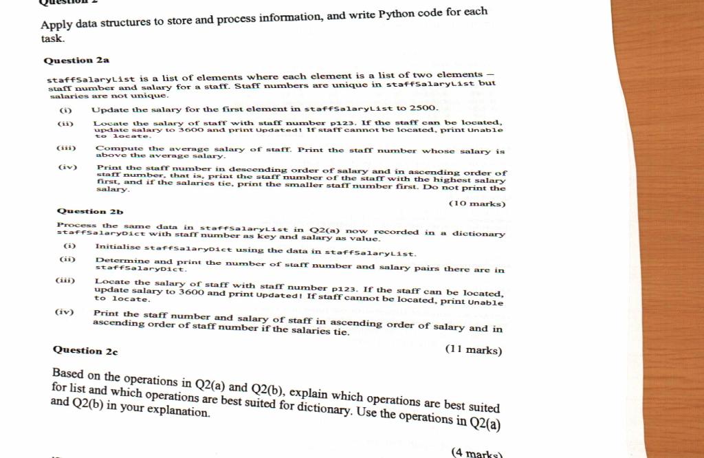 Solved Apply data structures to store and process | Chegg.com