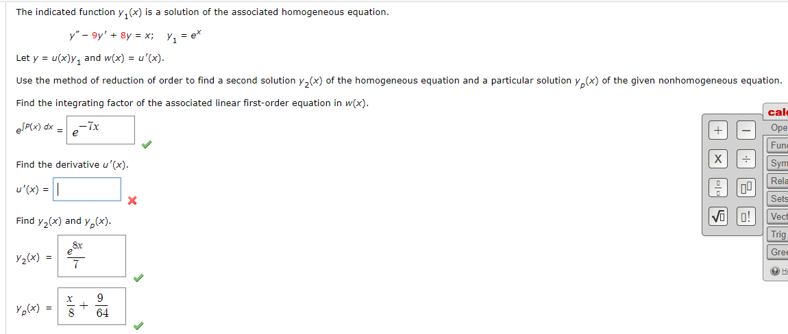 Solved The indicated function y1(x) is a solution of the | Chegg.com