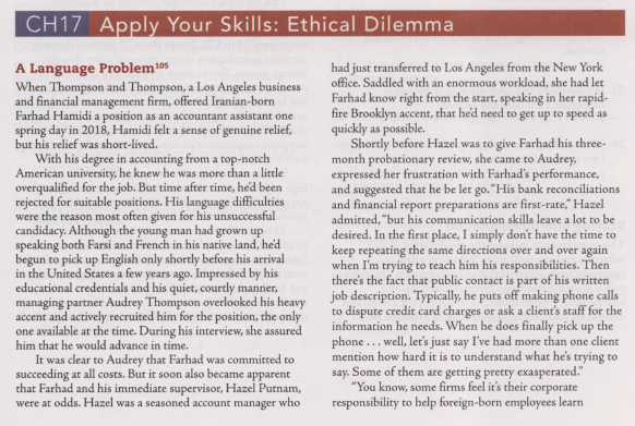 Solved CH17 Apply Your Skills: Ethical Dilemma A Language | Chegg.com