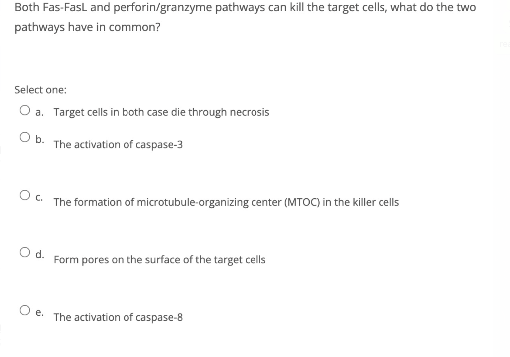 Solved Both Fas-Fasl and perforin/granzyme pathways can kill | Chegg.com