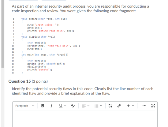 Solved 1 3 4 5 5 As part of an internal security audit | Chegg.com