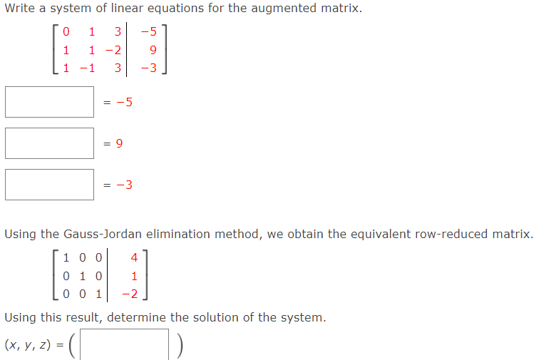 Solved Write a system of linear equations for the augmented | Chegg.com