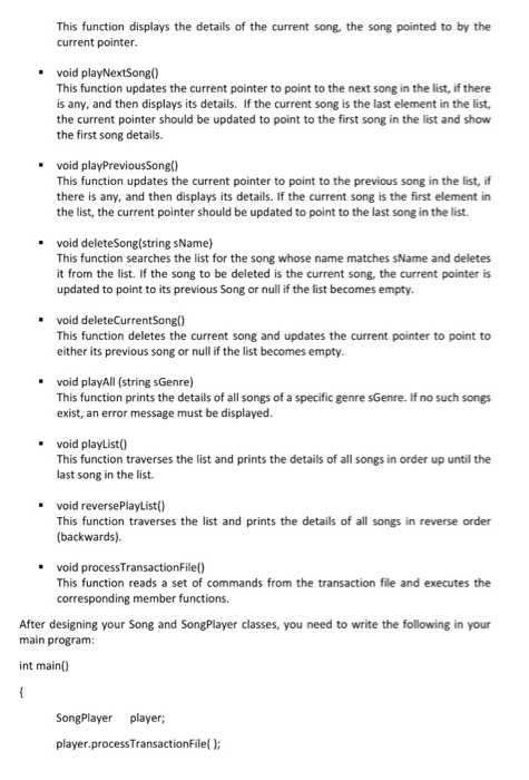 Solved Write a program that manages songs playlists in media | Chegg.com