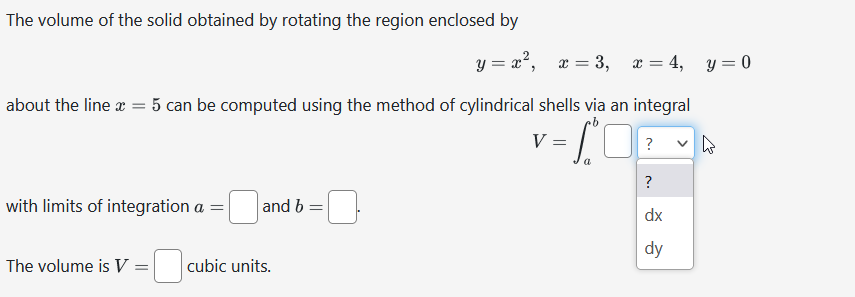 Solved The volume of the solid obtained by rotating the | Chegg.com