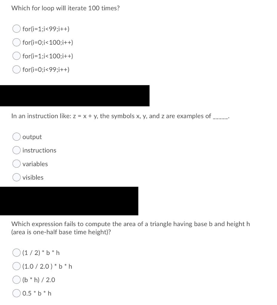 Solved Which For Loop Will Iterate 100 Times Chegg