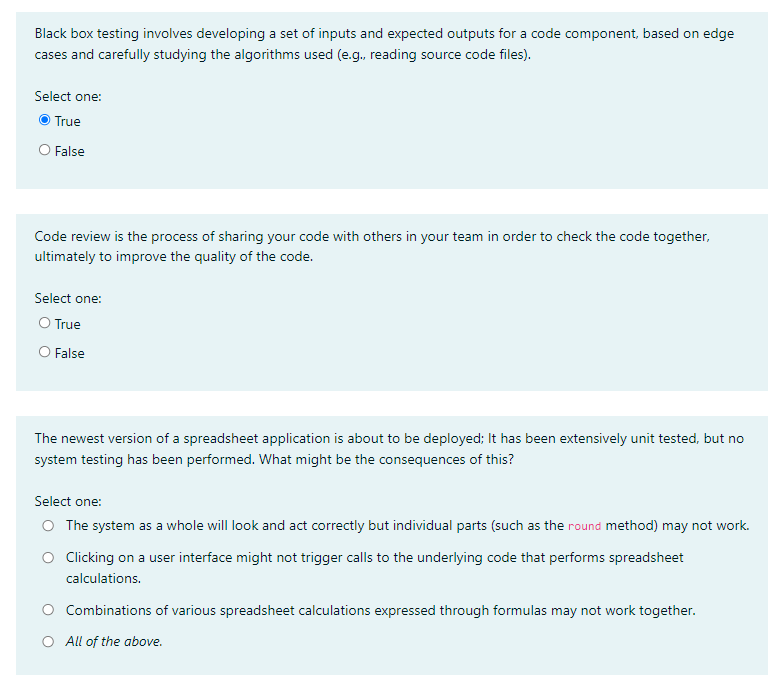 Solved Black box testing involves developing a set of inputs | Chegg.com