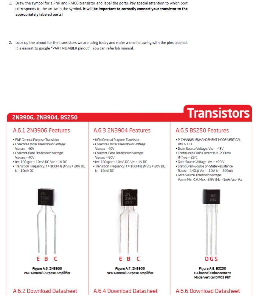 Solved 1. Draw the symbol for a PNP and PMOS transistor and | Chegg.com