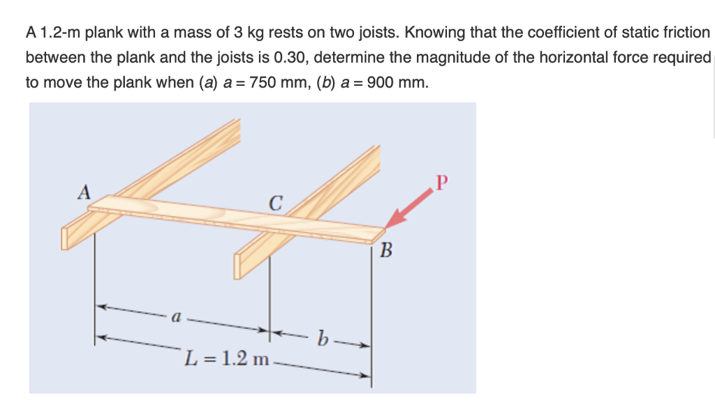 Solved A 1.2-m plank with a mass of 3 kg rests on two | Chegg.com