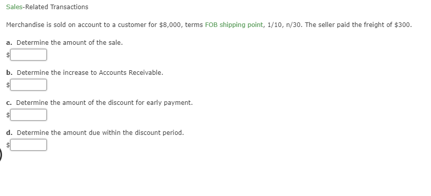 Solved Sales-Related Transactions Merchandise is sold on | Chegg.com