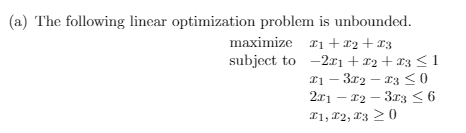 Solved (a) The following linear optimization problem is | Chegg.com
