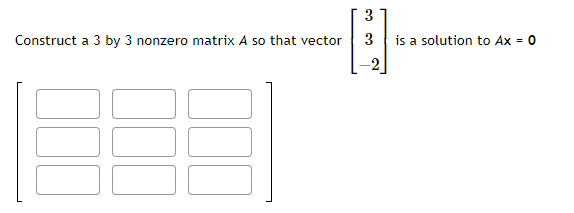 Solved Construct a 3 ﻿by 3 ﻿nonzero matrix A ﻿so that vector | Chegg.com