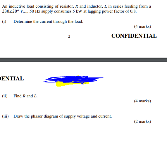 Solved An inductive load consisting of resistor, R and | Chegg.com
