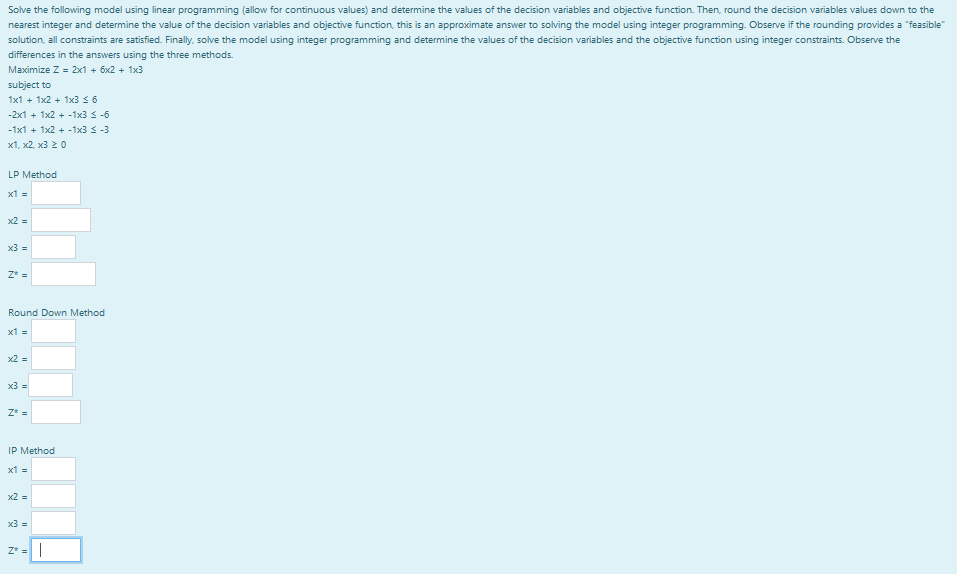 Solved Solve the following model using linear programming | Chegg.com
