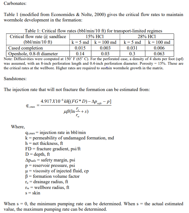 Matrix Acid Treatment Design Methodology Matrix acid | Chegg.com