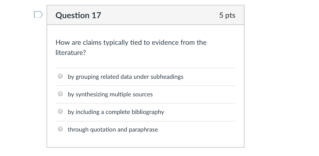 Solved Question 17 5 pts How are claims typically tied to | Chegg.com