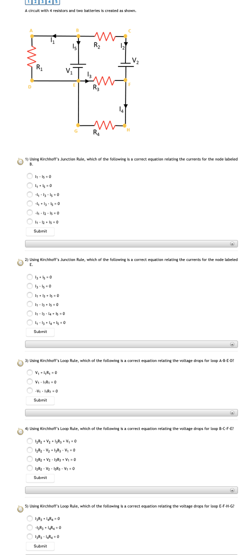 Solved 112131415 A circuit with 4 resistors and two | Chegg.com
