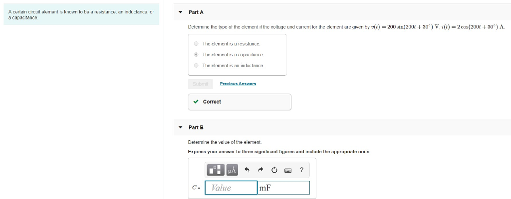 Solved A certain circuit element is known to be a | Chegg.com