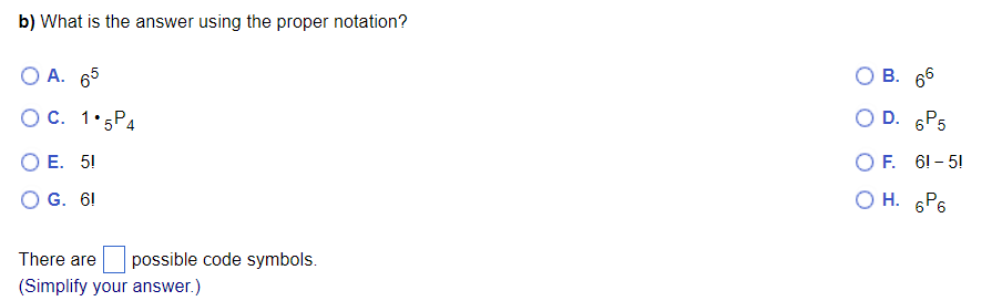 Solved b) What is the answer using the proper notation? A. | Chegg.com
