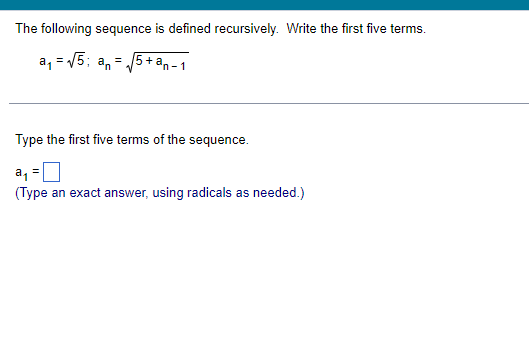 Solved The following sequence is defined recursively. Write | Chegg.com