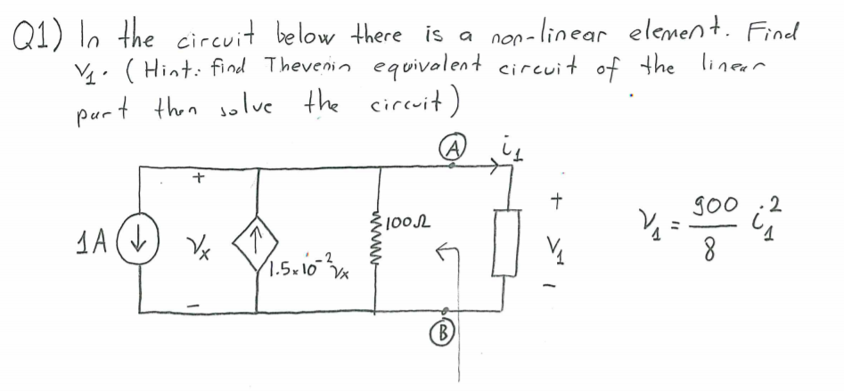 Solved Q1) to the circuit below there is a non-linear | Chegg.com