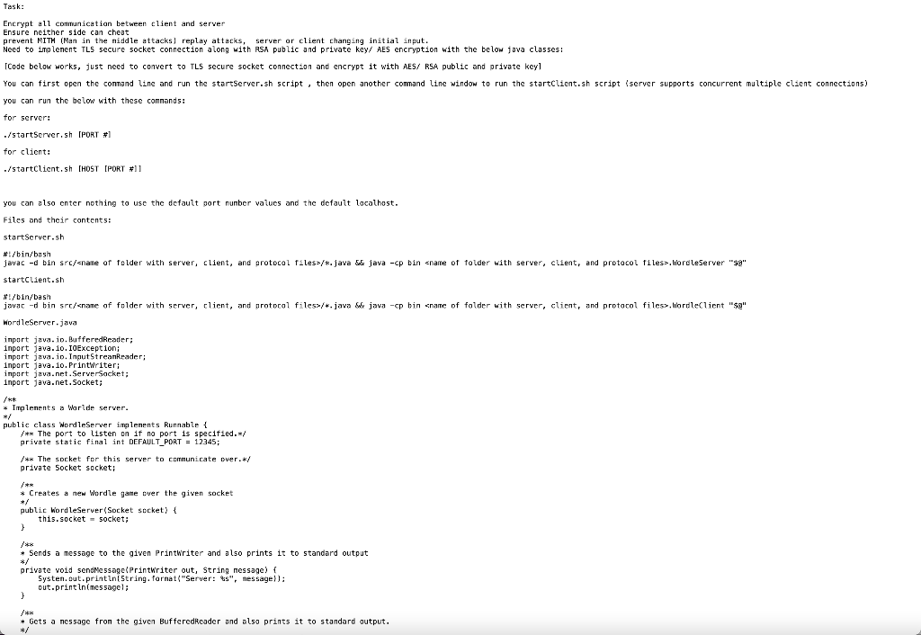 Solved Summary: Need TCP TLS server-client in java with | Chegg.com