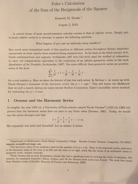 Solved Euler's Calculation of the Sum of the Reciprocals of | Chegg.com Solved Euler's Calculation of the Sum of the Reciprocals of | Chegg.com