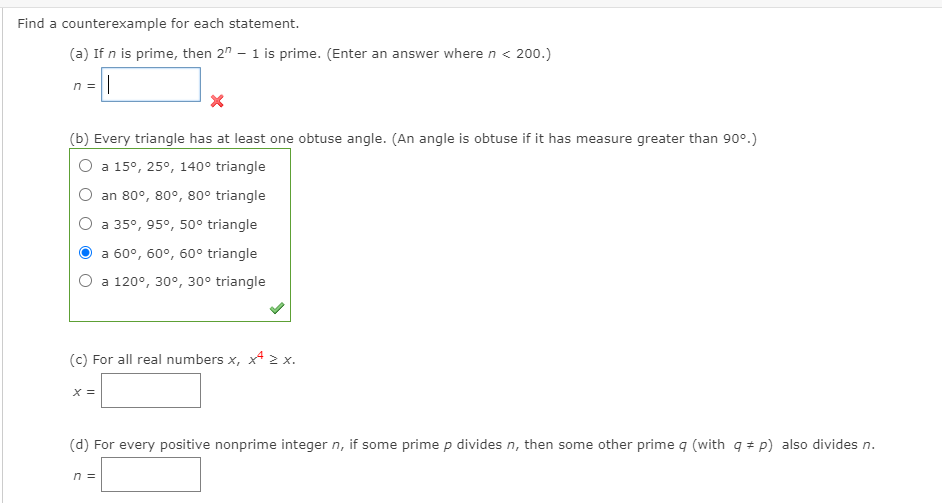 Solved Find a counterexample for each statement. (a) If n is | Chegg.com