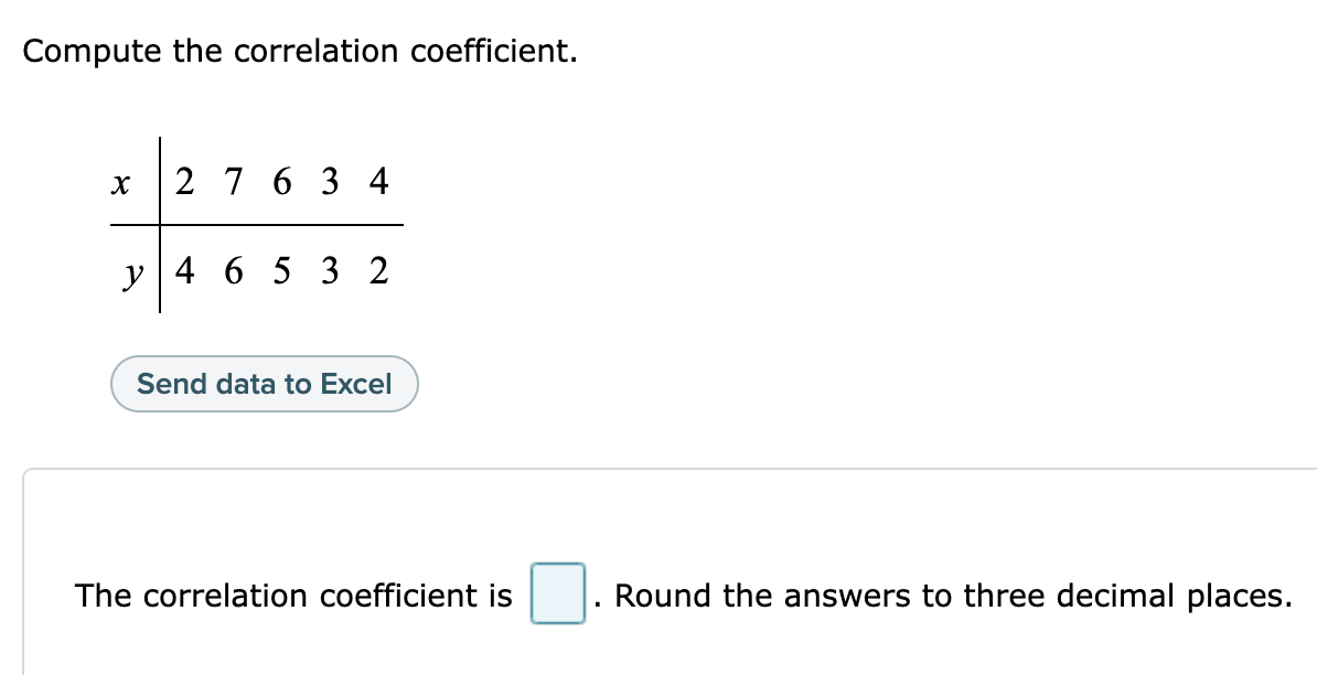 Solved Compute the correlation coefficient. | Chegg.com