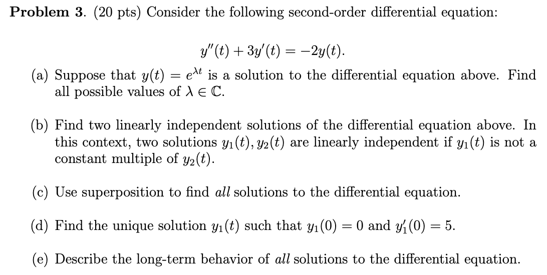 Solved Problem 3. (20 pts) Consider the following | Chegg.com