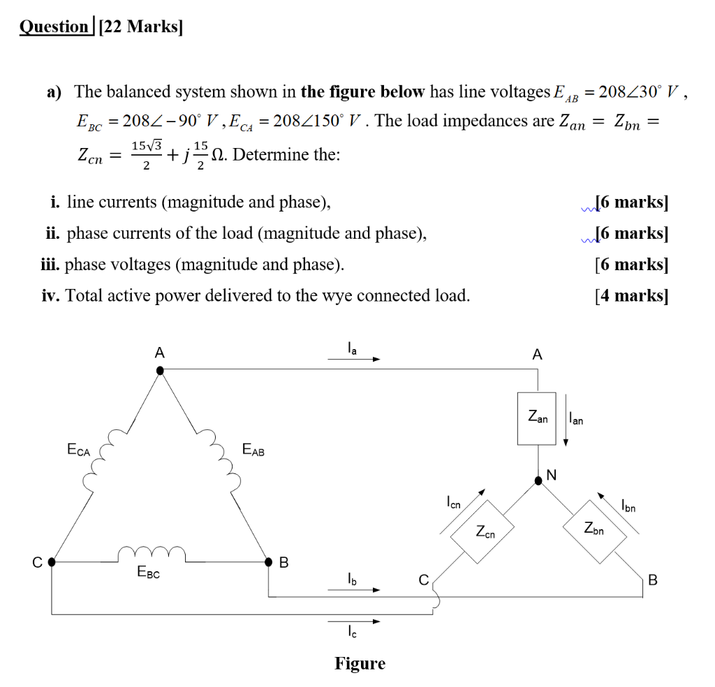 Solved a) The balanced system shown in the figure below has | Chegg.com