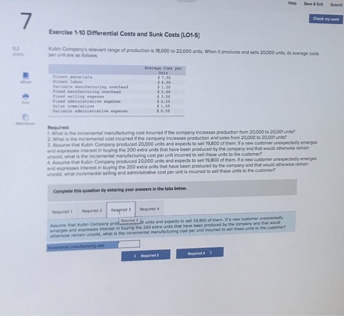Solved Help Save&Exit Submit 7 Check my work Exercise 1-10 | Chegg.com