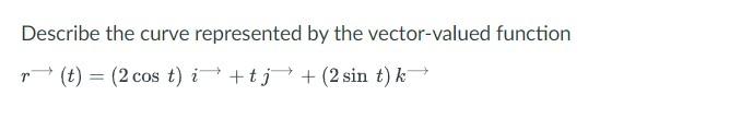 Solved Describe the curve represented by the vector-valued | Chegg.com