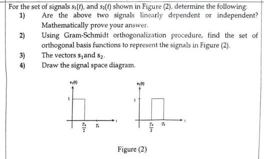 Solved For the set of signals si(t), and sa(t) shown in | Chegg.com