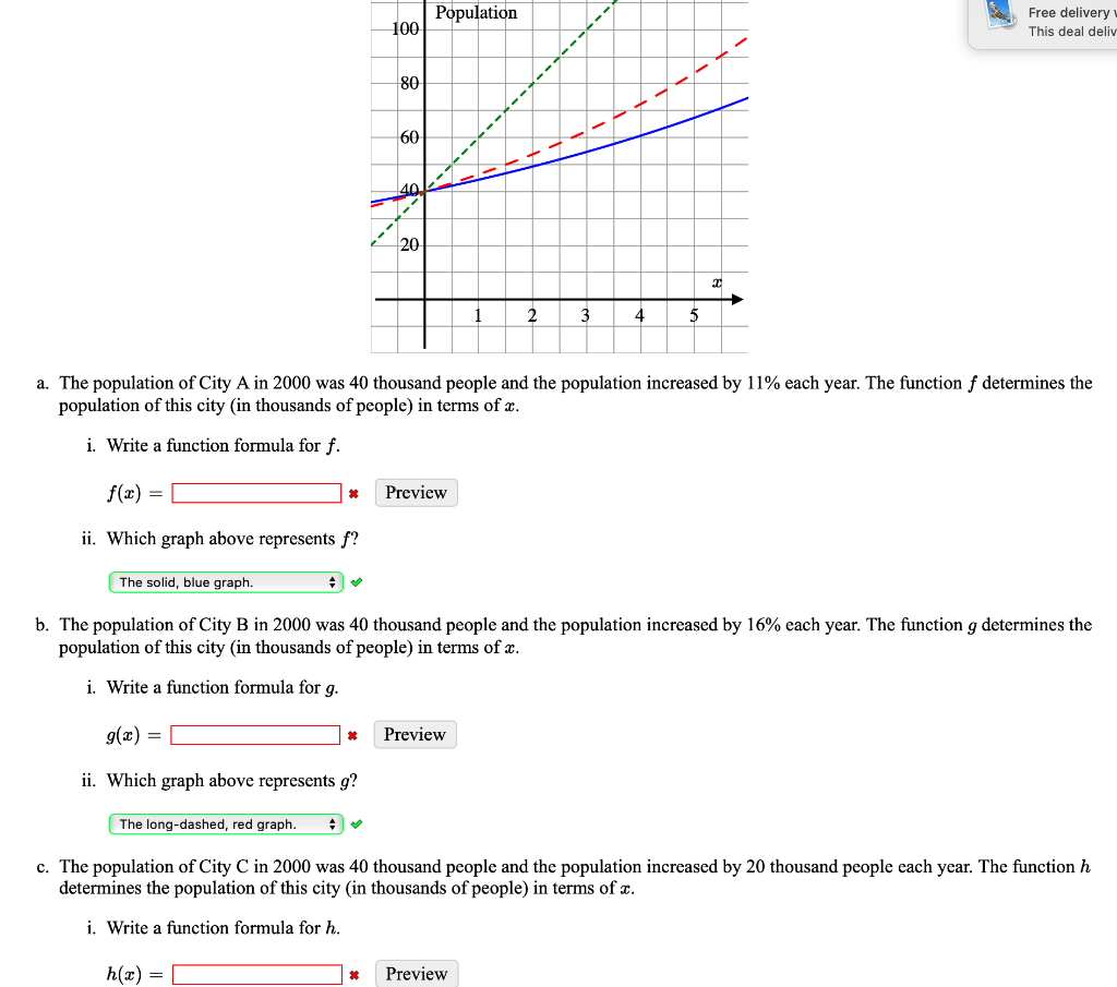 Solved The plot below shows the graphs of three functions, | Chegg.com