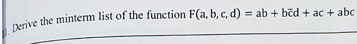 Solved Derive the minterm list of the function | Chegg.com