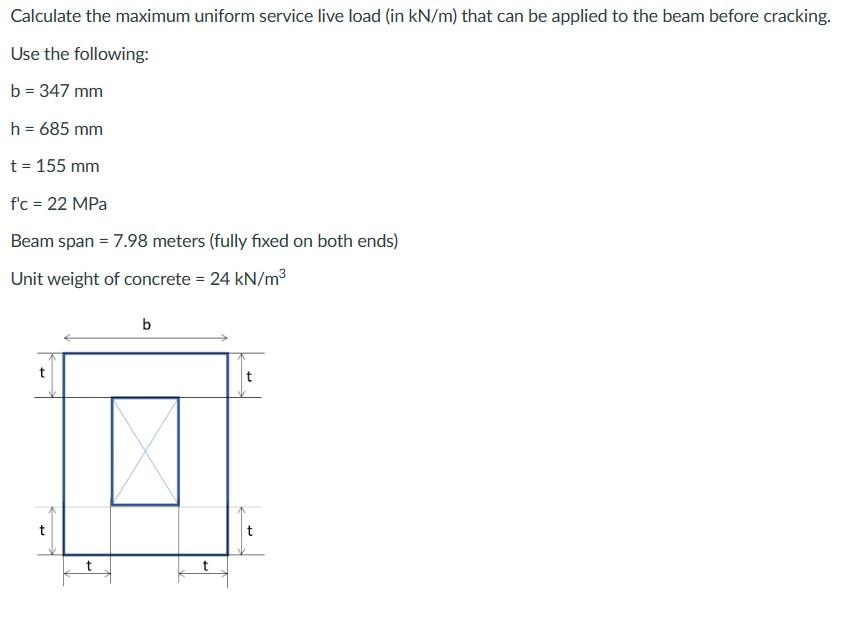 Solved Calculate the maximum uniform service live load (in | Chegg.com