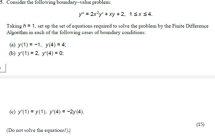 Solved 5.Consider the following boundary-value | Chegg.com