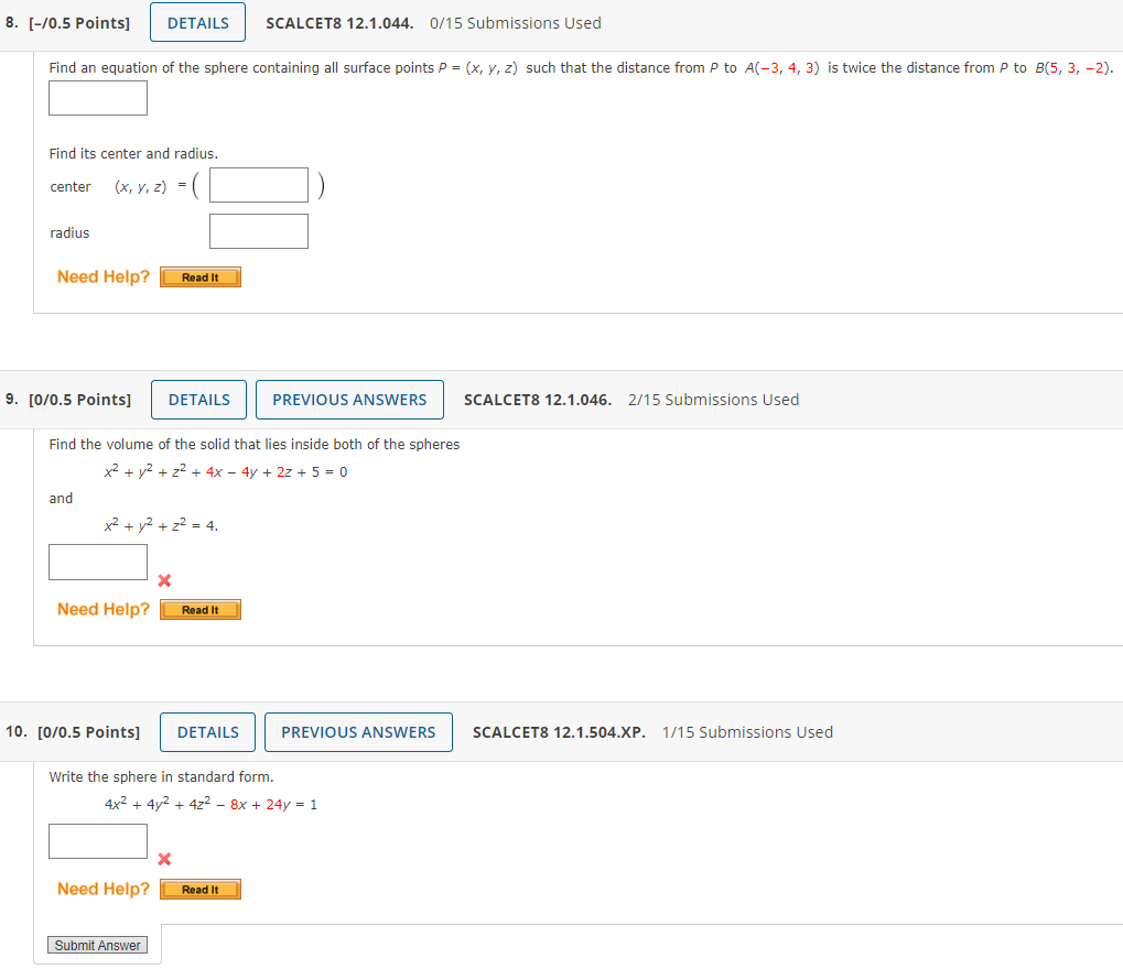Solved Find an equation of a sphere if one of its diameters | Chegg.com